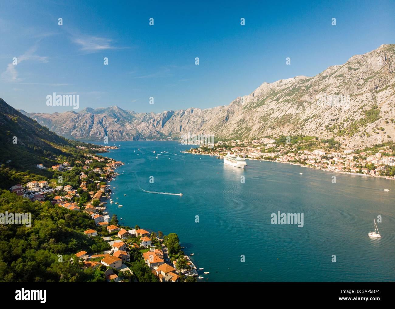 Aerial view kotor bay ship hi-res stock photography and images - Alamy