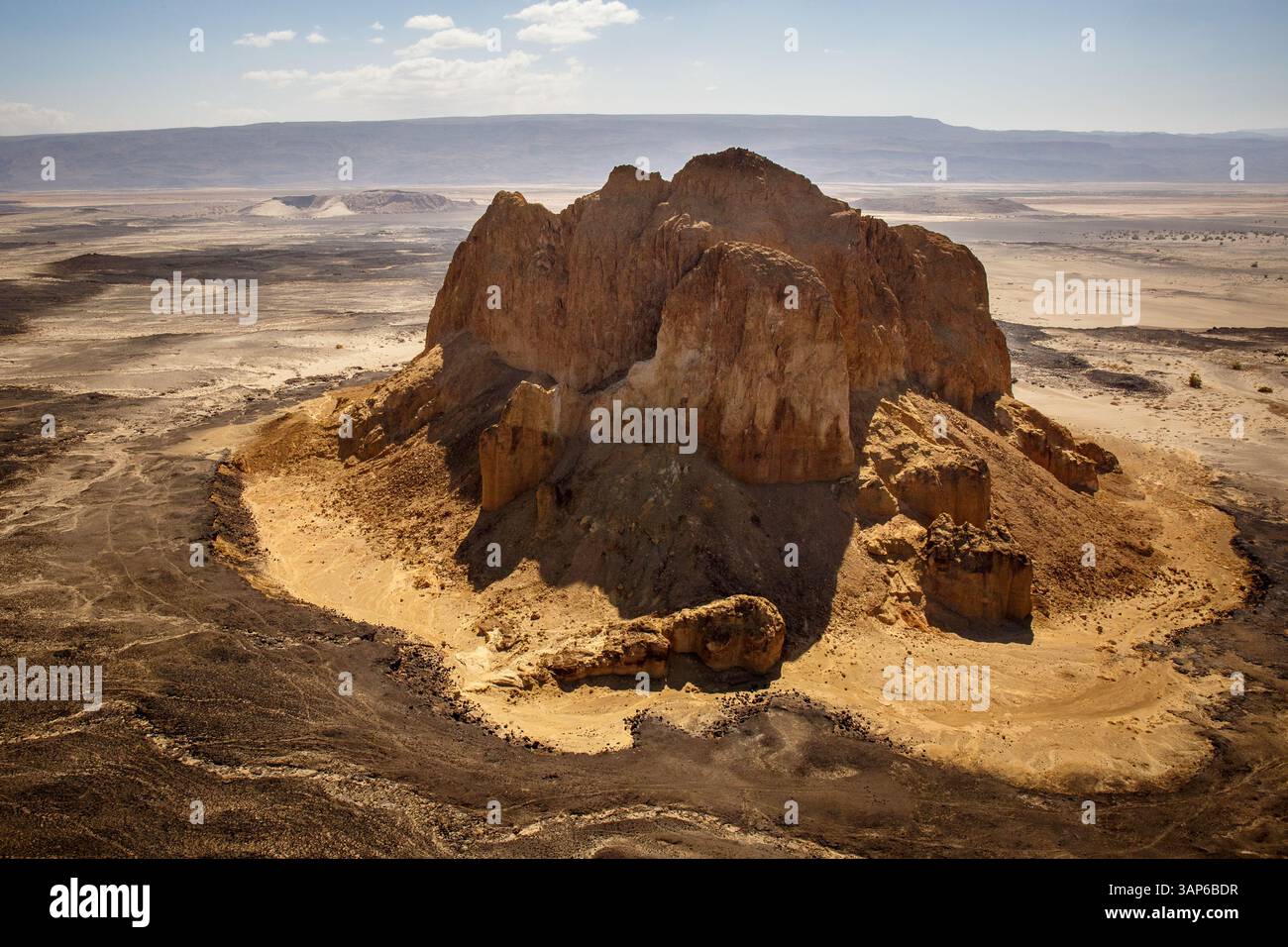 Aerial view of Aruba Rock, an extinct volcano, in Suguta Valley ...