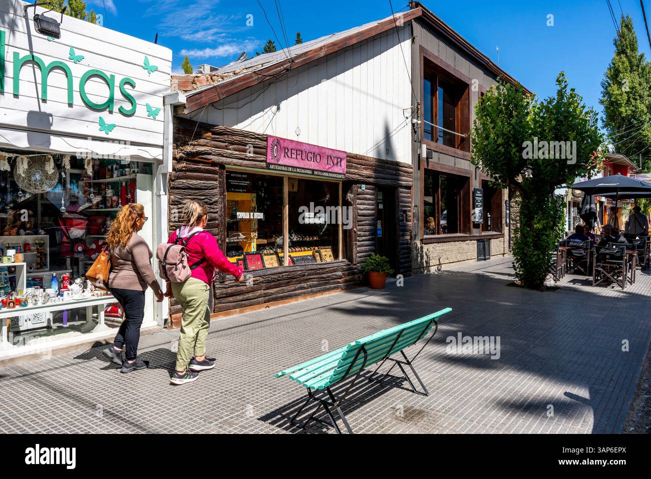 Shops On The Main Street Of El Calafate, Santa Cruz Province, Patagonia, Argentina Stock Photo ...