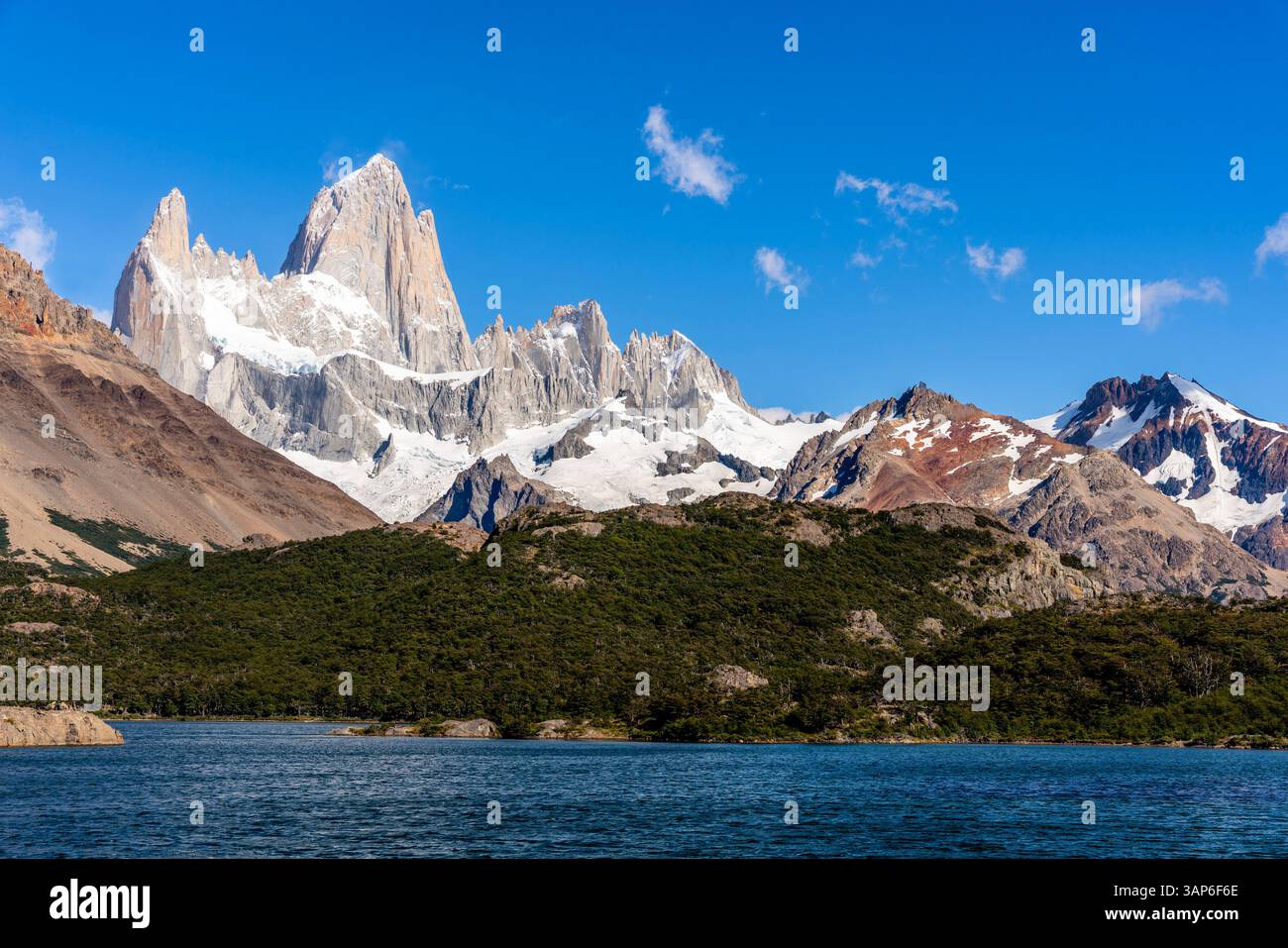 Mount Fitz Roy (Cerro Fitz Roy) and Lake Near The Village Of El Chalten ...