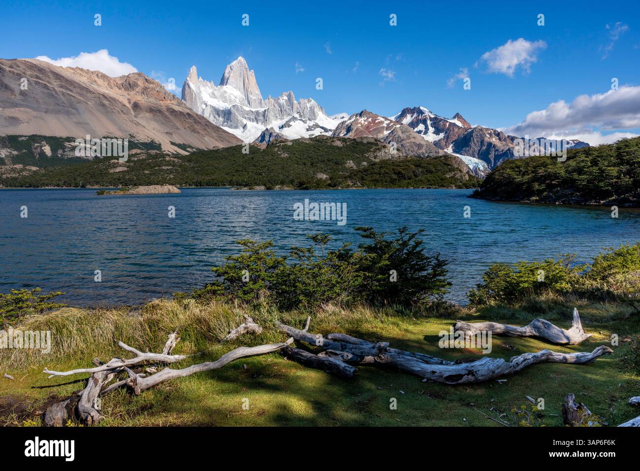 Mount Fitz Roy (Cerro Fitz Roy) and Lake Near The Village Of El Chalten ...