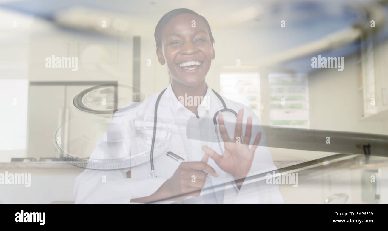 Composite smiling female doctor talking hi-res stock photography and ...