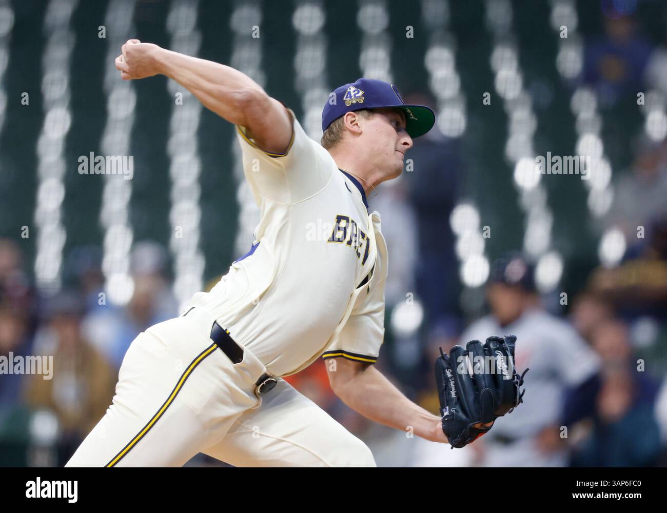 Milwaukee Brewers pitcher Quinn Priester throws to the Detroit Tigers ...