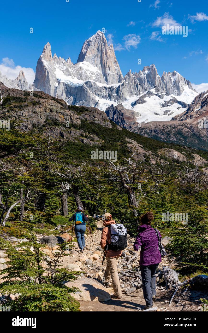 Women Trekking In The Mount Fitz Roy (Cerro Fitz Roy) Area, Near The ...