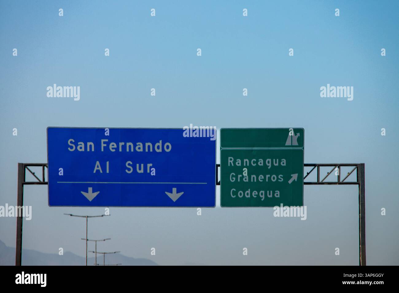 The San Fernando and Rancagua highway signs in panamericana, Chile ...