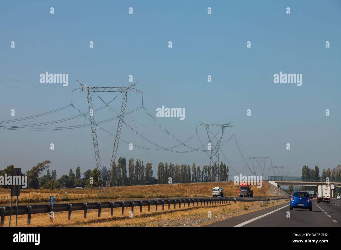 On the road in Panamericana with other cars on the south of Santiago de ...