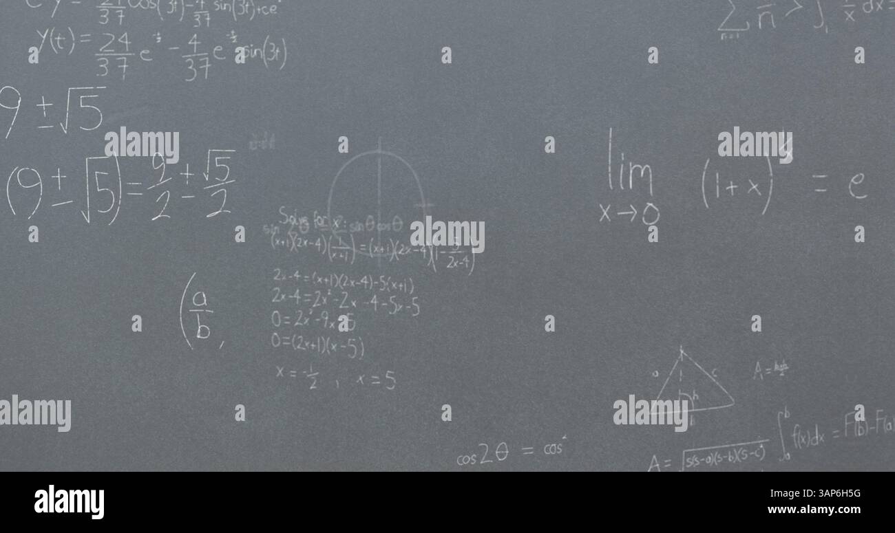 Image of mathematical equations over grey background Stock Photo - Alamy