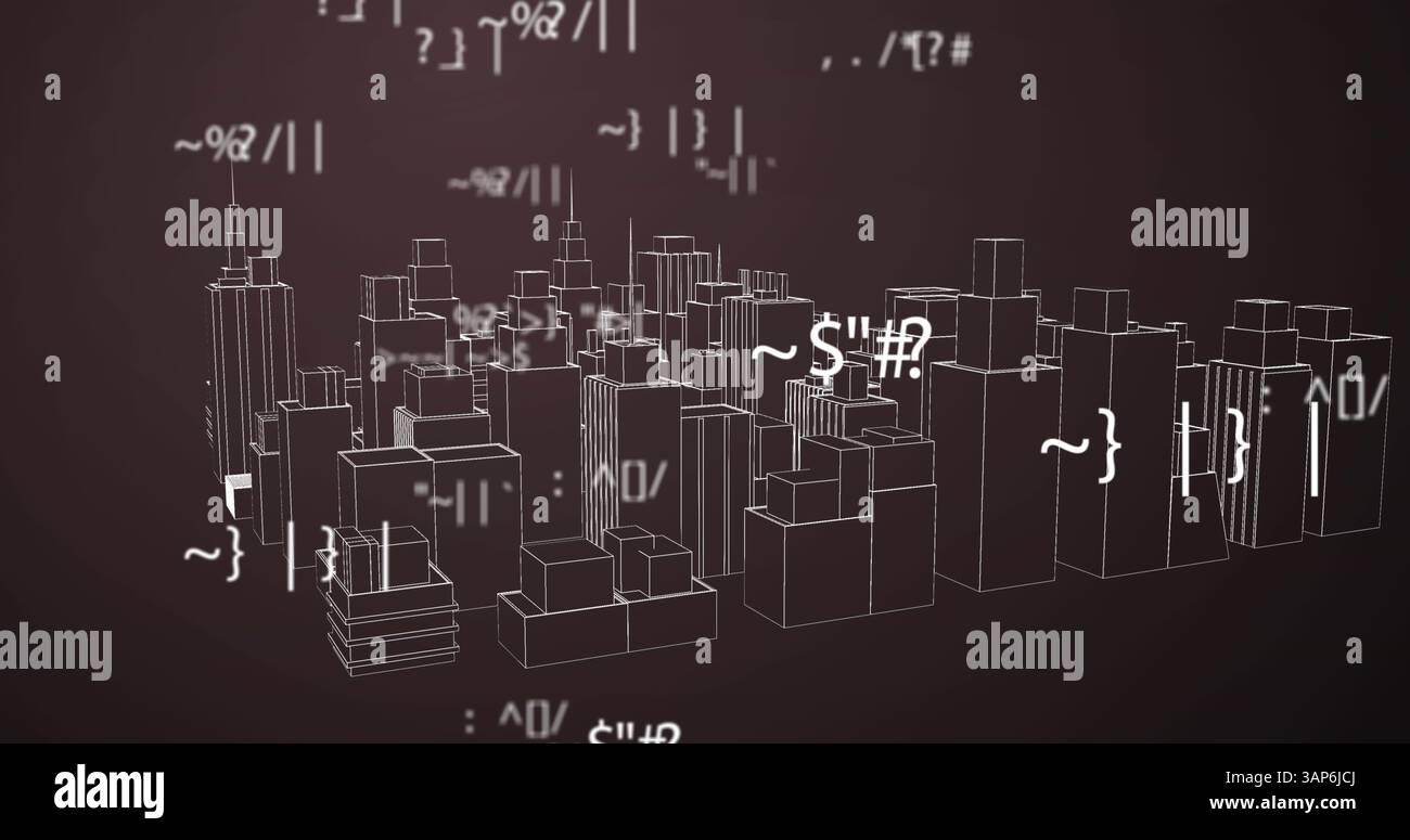Image of numbers changing over spinning 3d model of city Stock Photo ...