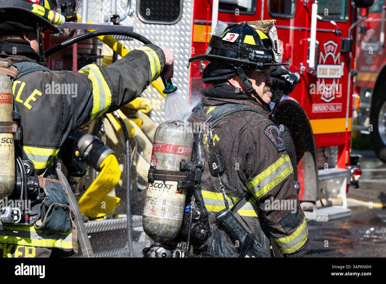 Seattle, USA. 15th Apr 2025. Mid-day the Seattle Fire Department at an ...