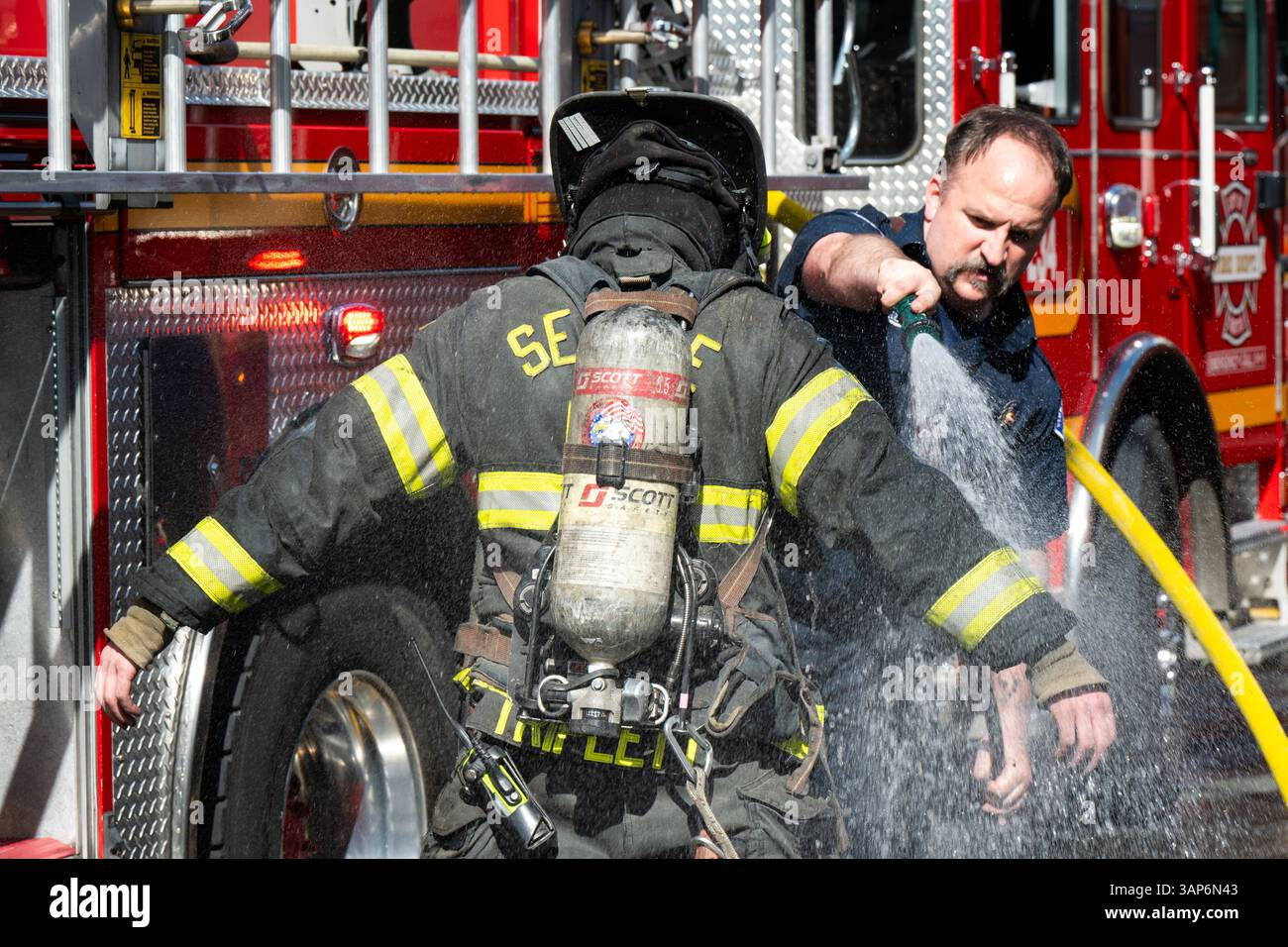 Seattle, USA. 15th Apr 2025. Mid-day the Seattle Fire Department at an ...