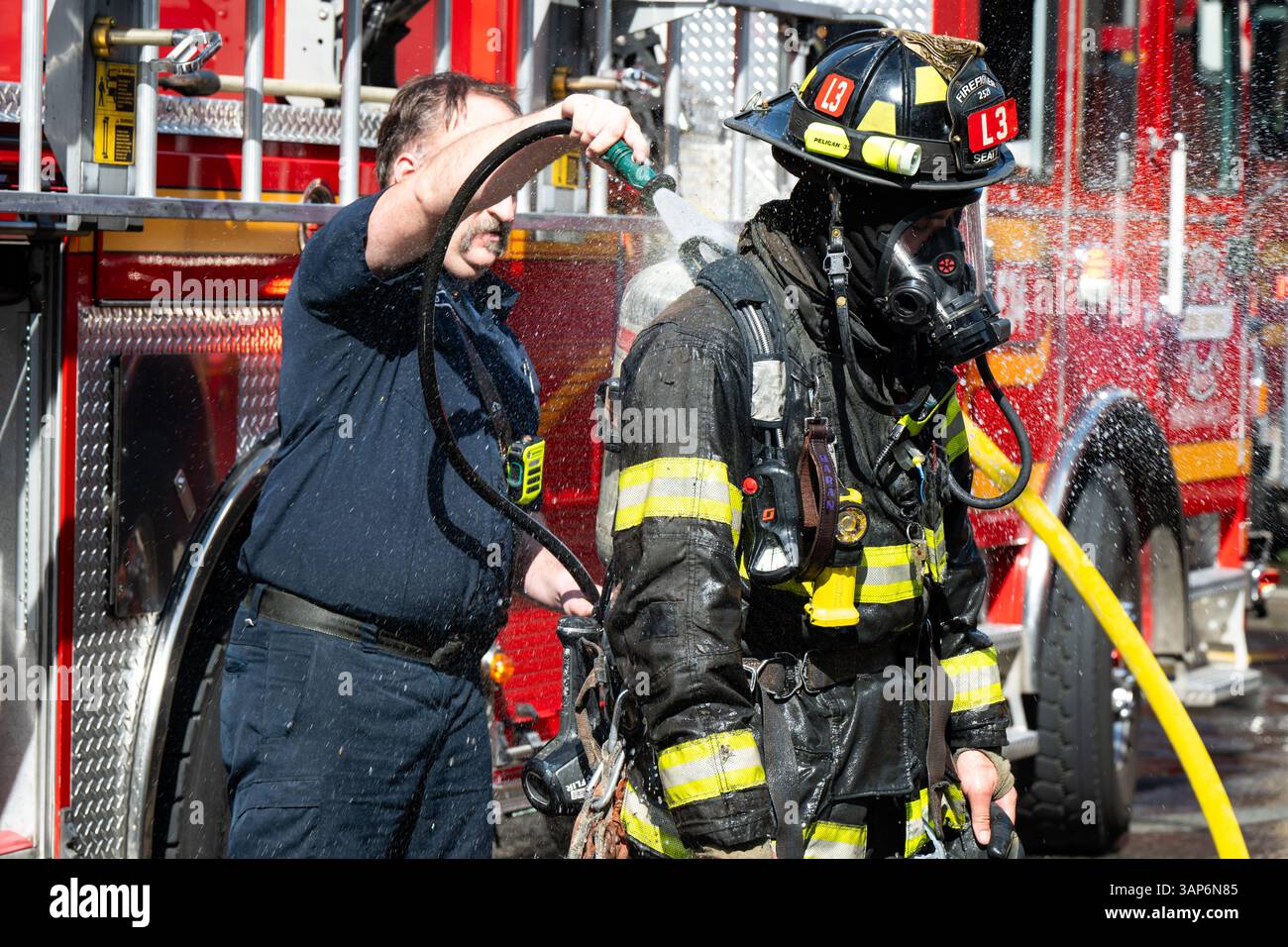 Seattle, USA. 15th Apr 2025. Mid-day the Seattle Fire Department at an ...