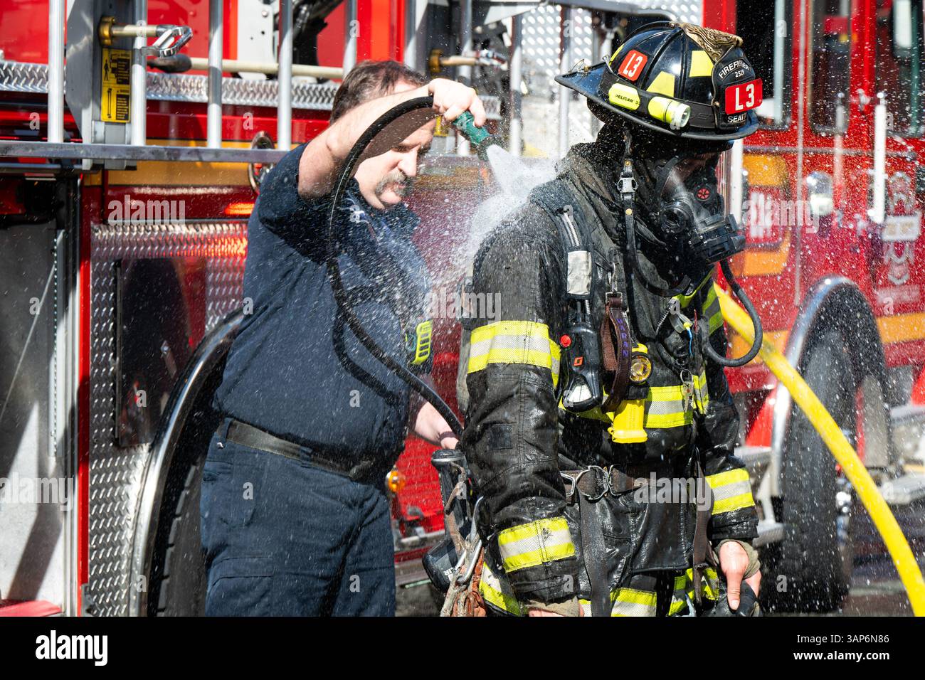 Seattle, USA. 15th Apr 2025. Mid-day the Seattle Fire Department at an ...