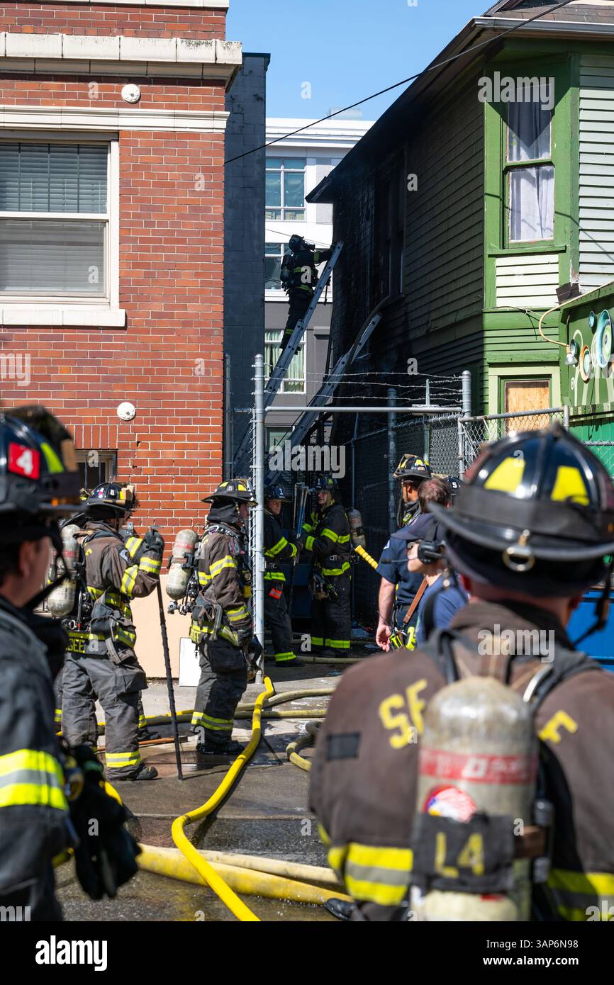 Seattle, USA. 15th Apr 2025. Mid-day the Seattle Fire Department at an ...