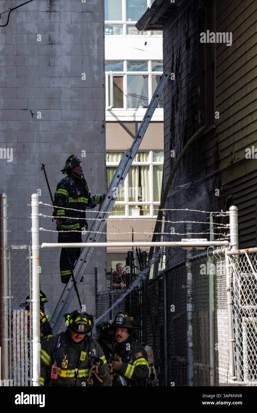 Seattle, USA. 15th Apr 2025. Mid-day the Seattle Fire Department at an ...