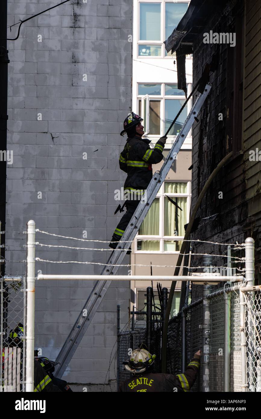 Seattle, USA. 15th Apr 2025. Mid-day the Seattle Fire Department at an ...