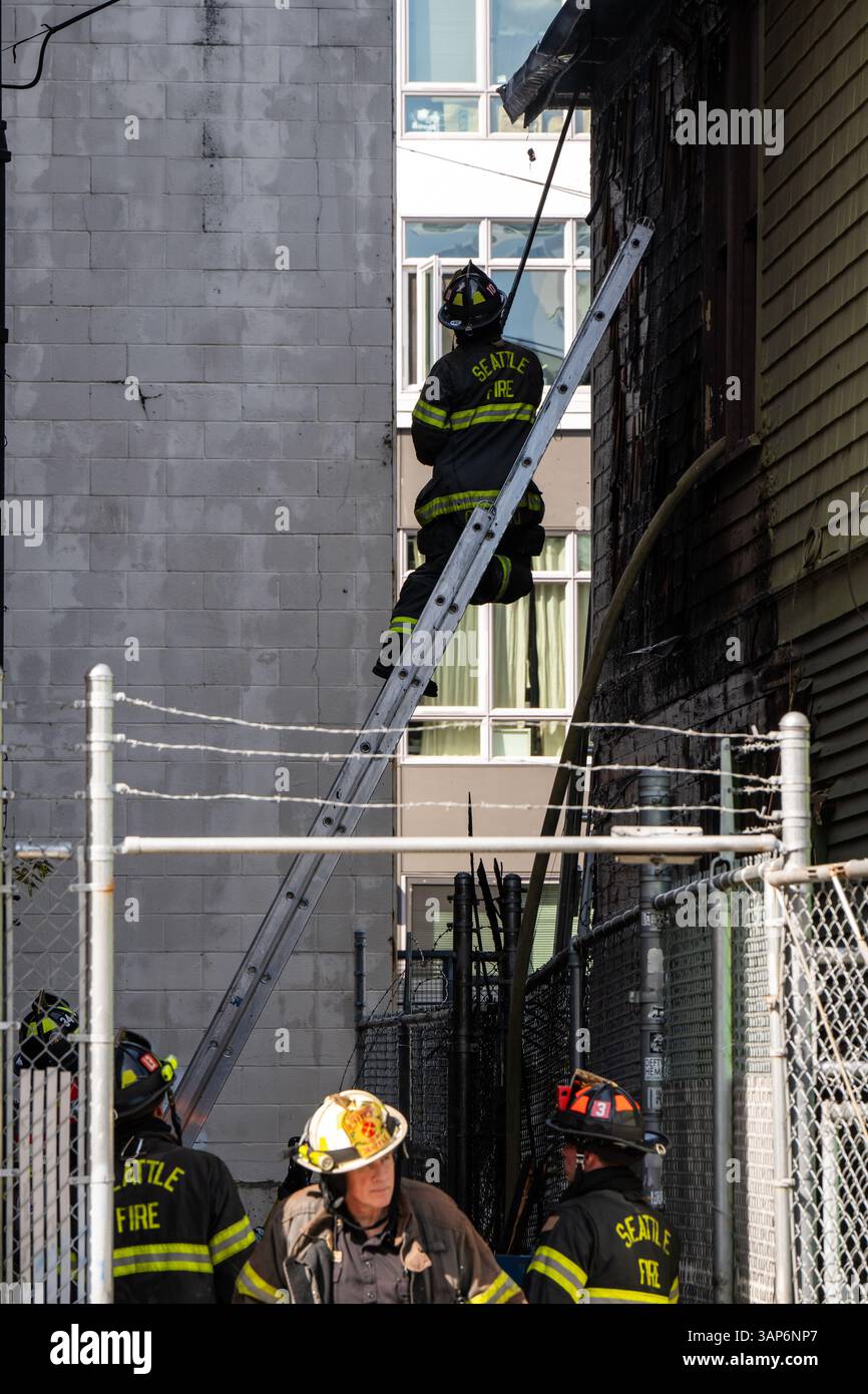 Seattle, USA. 15th Apr 2025. Mid-day the Seattle Fire Department at an ...