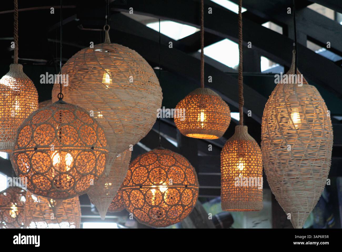 Rattan pendant lighting hi-res stock photography and images - Alamy