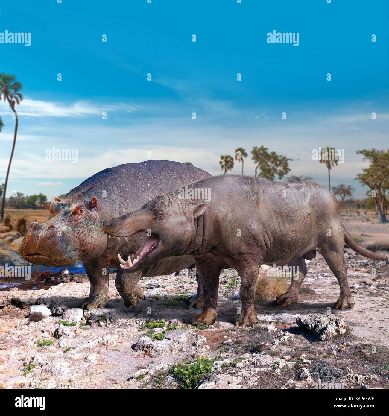 Illustration comparing the size and appearance of the extinct ...