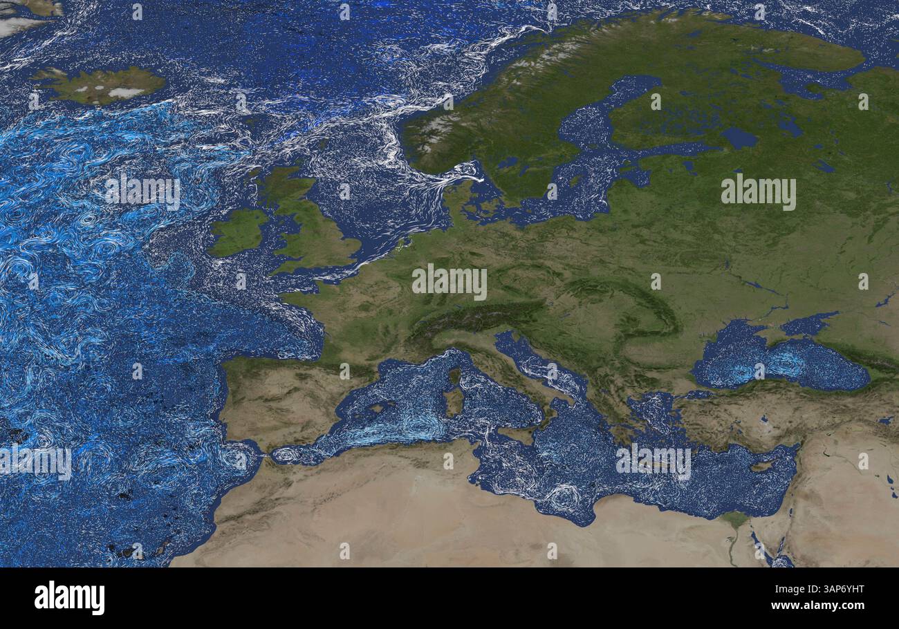 Ocean currents around Europe, illustration Stock Photo - Alamy