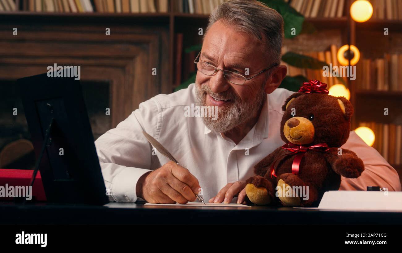 Happy old Caucasian man male businessman business elderly grandfather ...