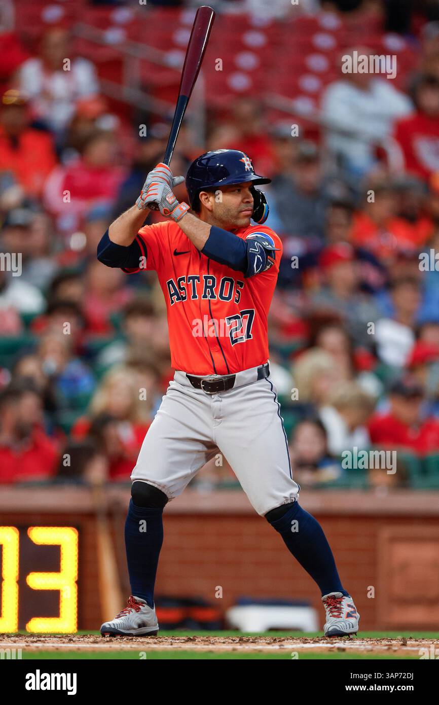 Jose Altuve #27 of the Houston Astros at bat during a game against the ...