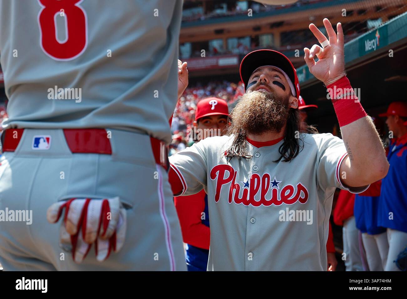 Brandon Marsh #16 of the Philadelphia Phillies takes part in a pregame ...