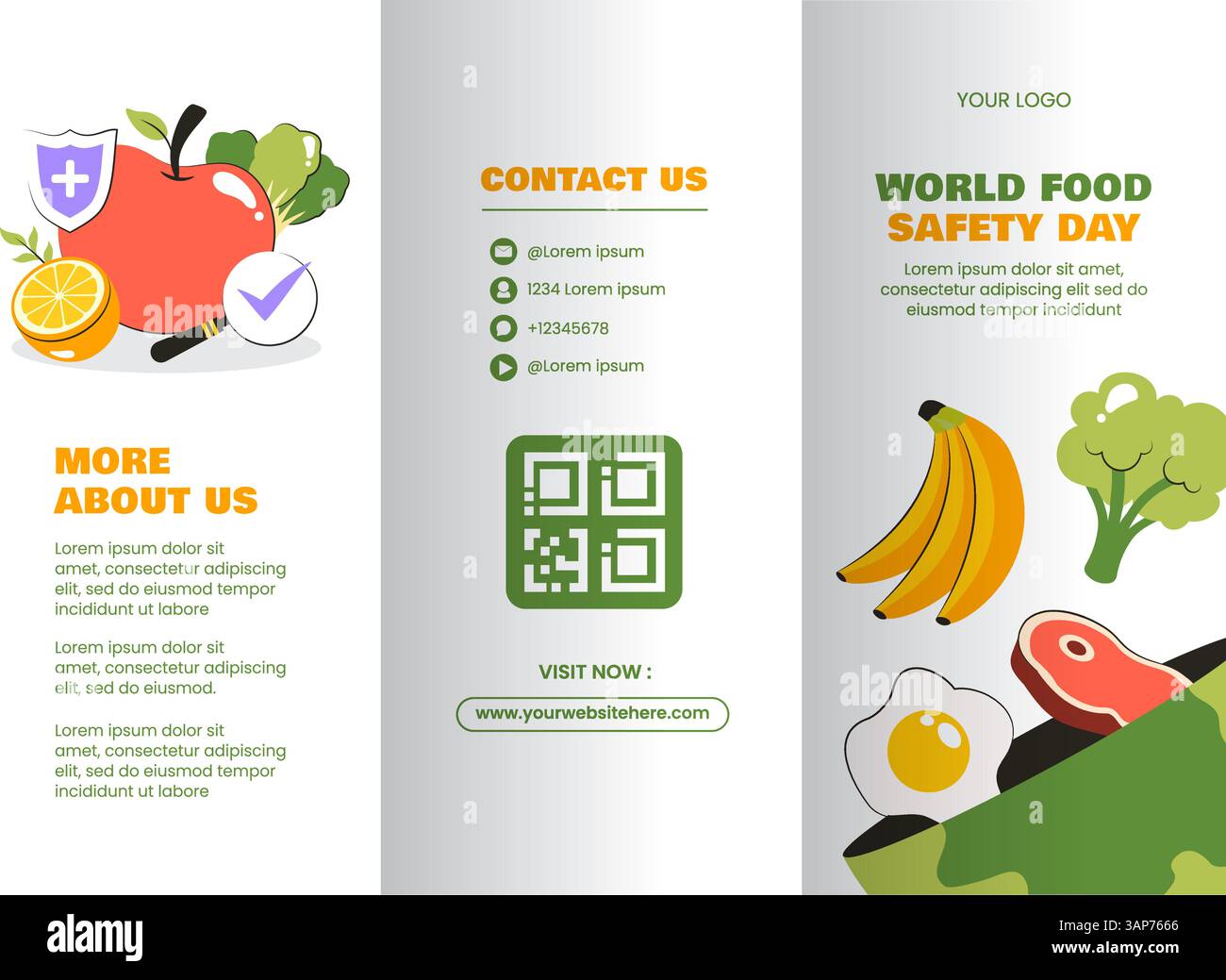 World Food Safety Day Digital Brochure with Flat Hand-Drawn Background ...