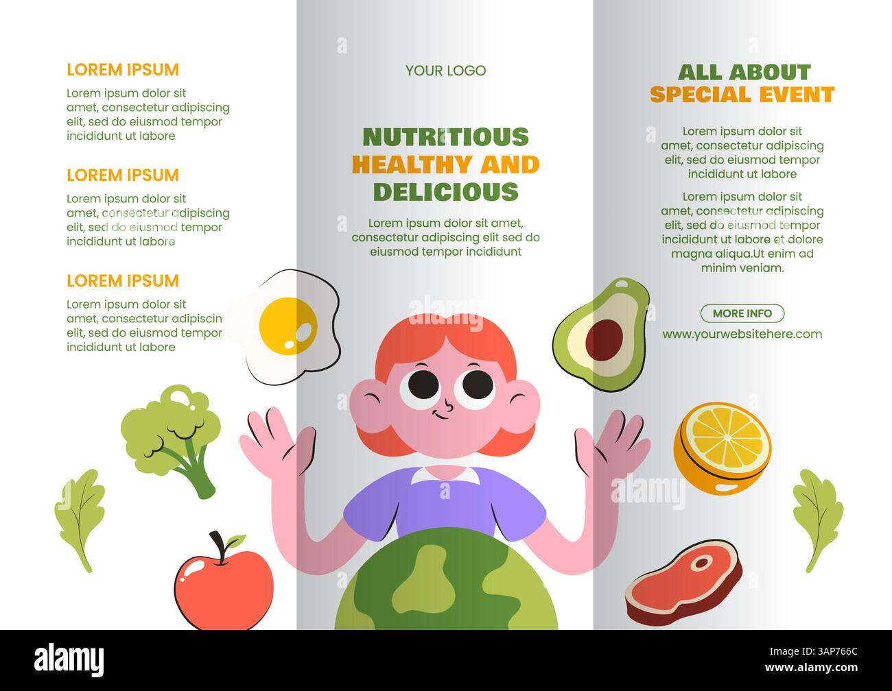 Cartoon Style Social Media Brochure Layout for Food Safety Awareness ...