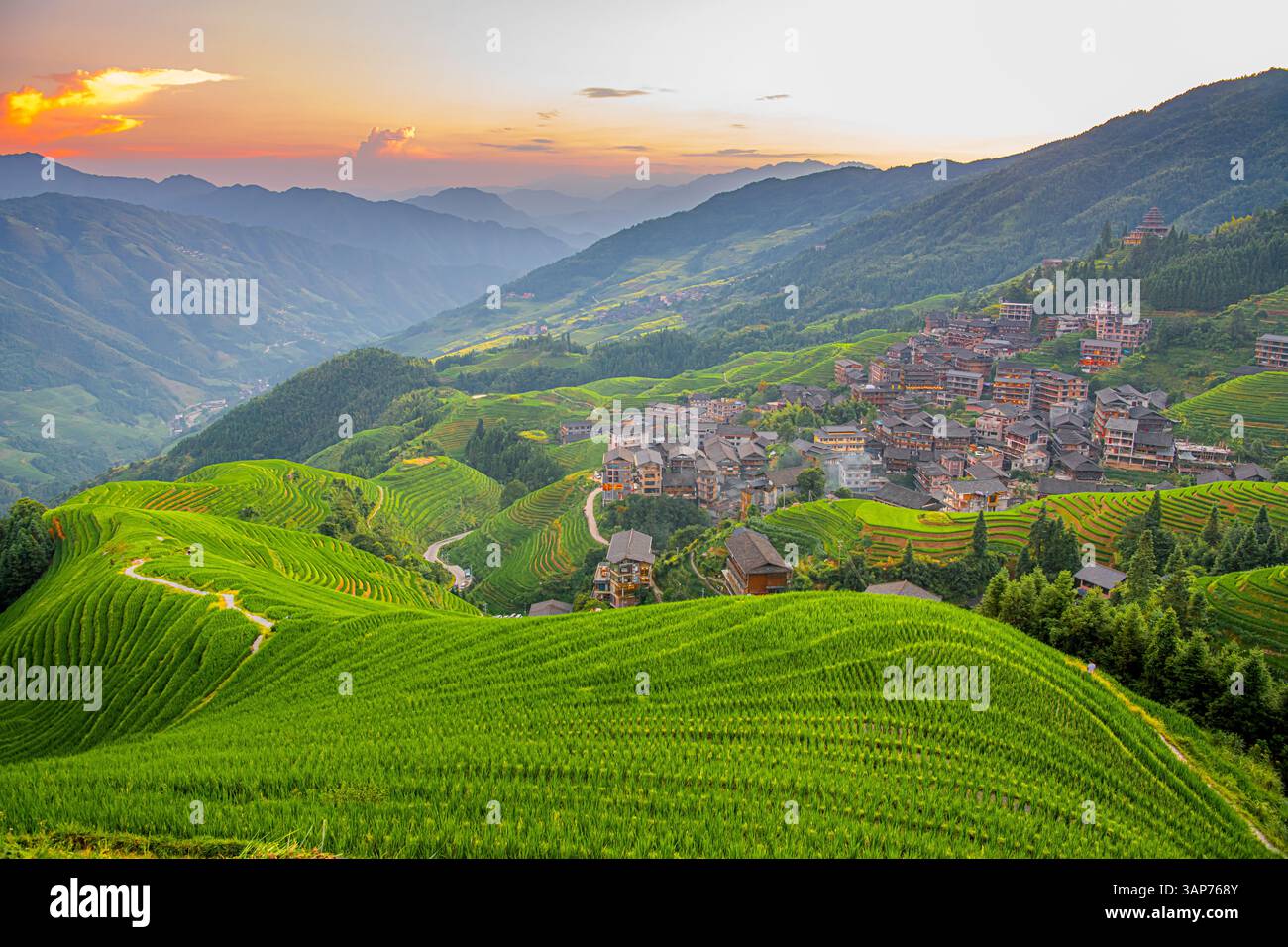 The longji rice terrace viewed from the viewpoint number 2 thousand ...