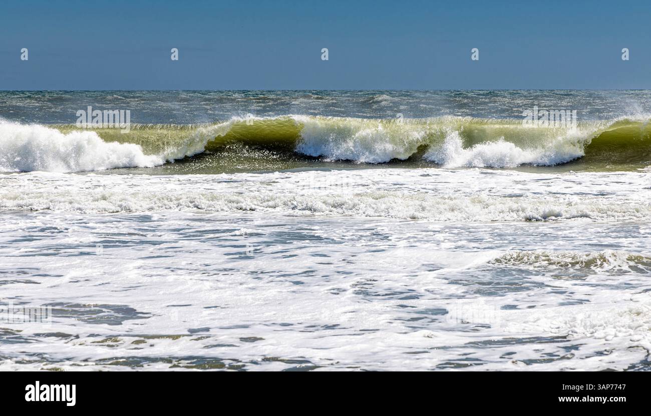 surf breaking at an amagansett beach on a summer day Stock Photo - Alamy