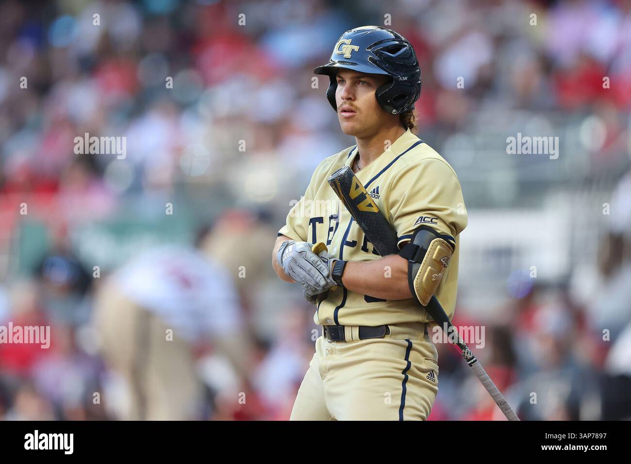 ATLANTA, GA - APRIL 15: Outfielder Drew Burress #8 of the Georgia Tech ...