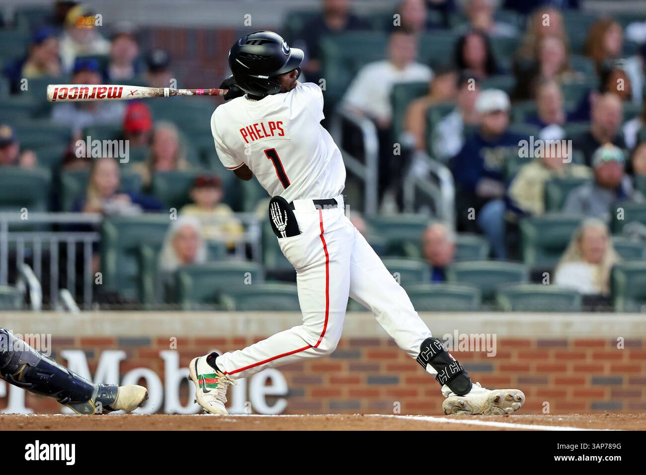 ATLANTA, GA - APRIL 15: Infielder Tre Phelps #1 of the Georgia Bulldogs ...