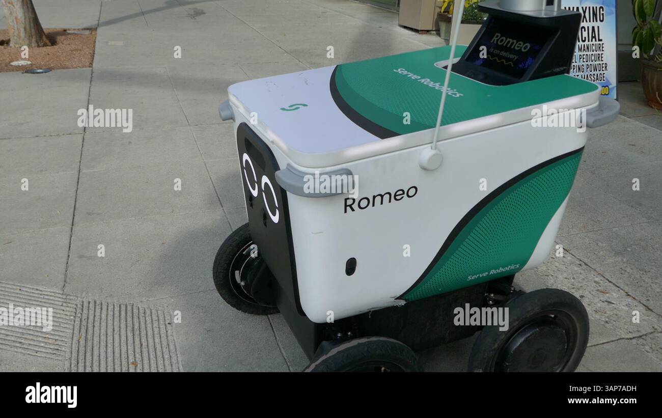 Los Angeles, California, USA 15th April 2025 Delivery Robot Romeo on ...