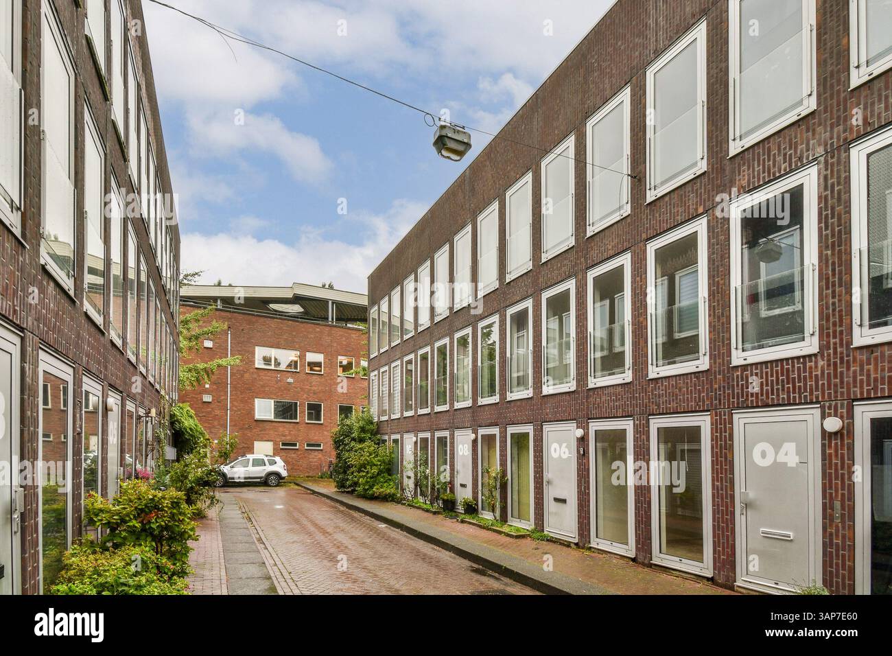 A modern architectural view showcasing a sleek building design and a ...