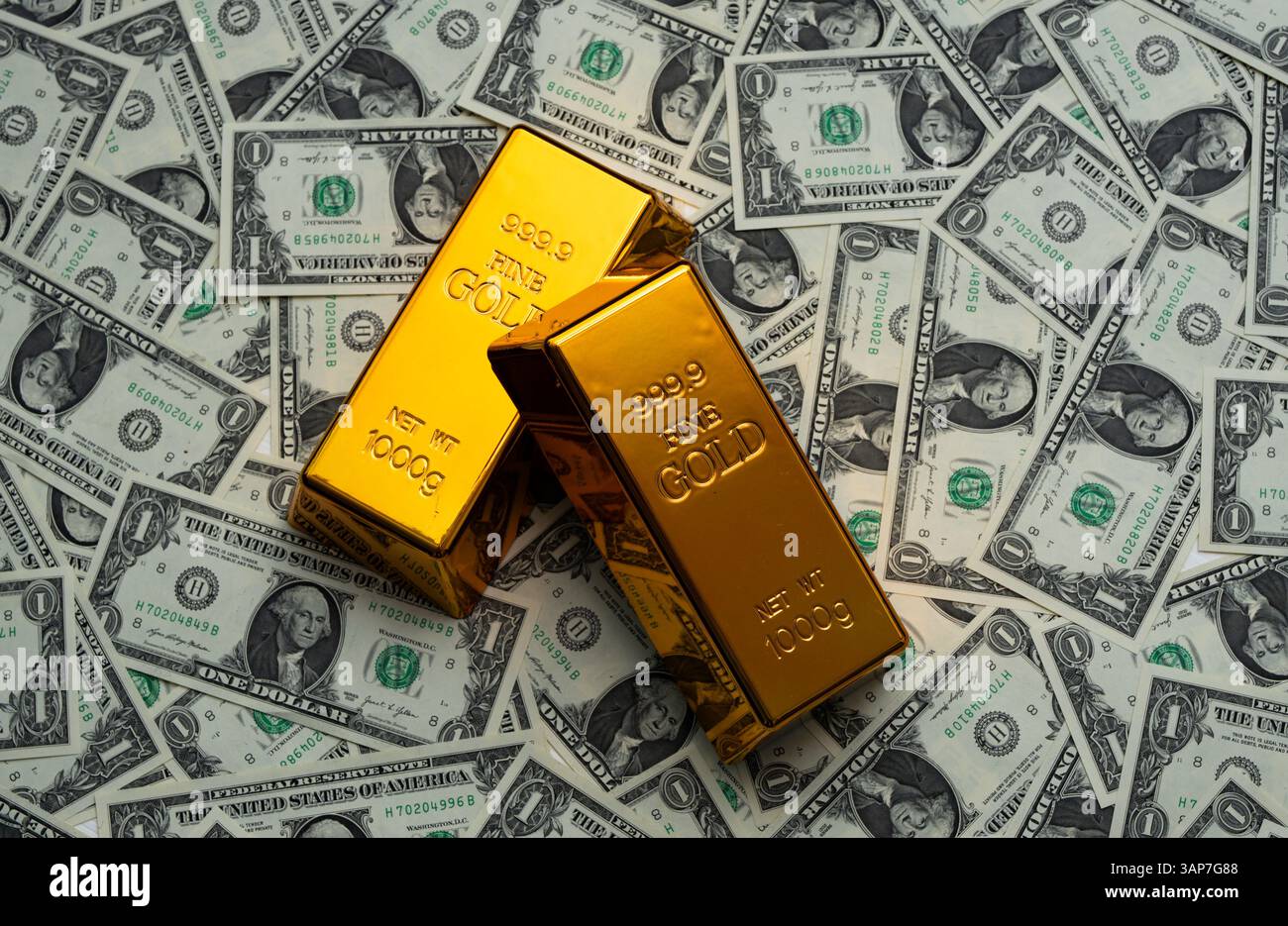 Money dollars gold bar. Saving finance in gold bar. Dollars vs gold bar ...