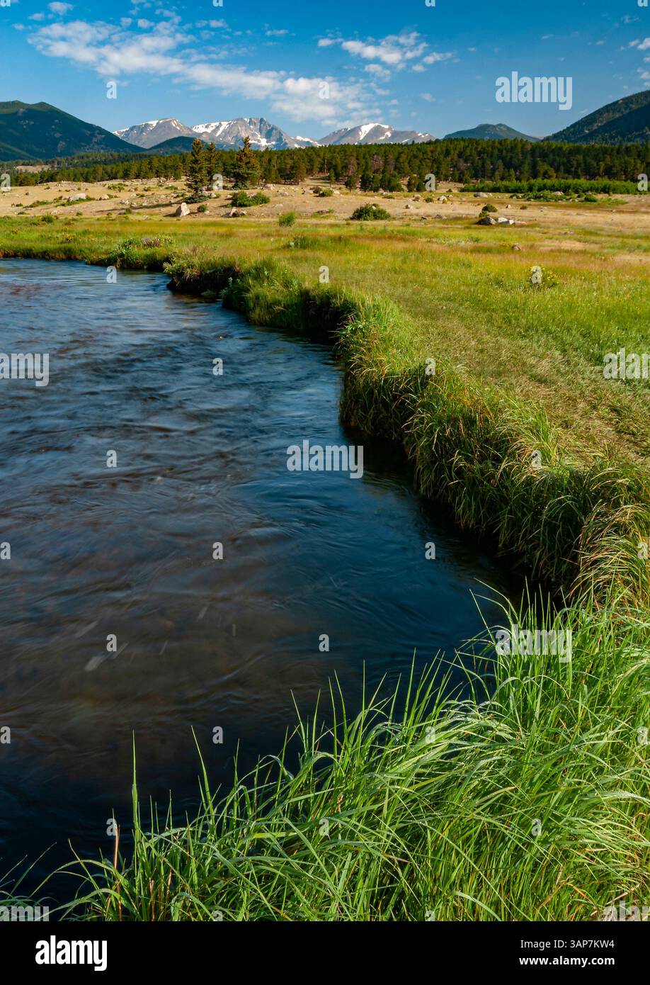 The Big Thompson River runs through a meadow in Rocky Mountain National ...