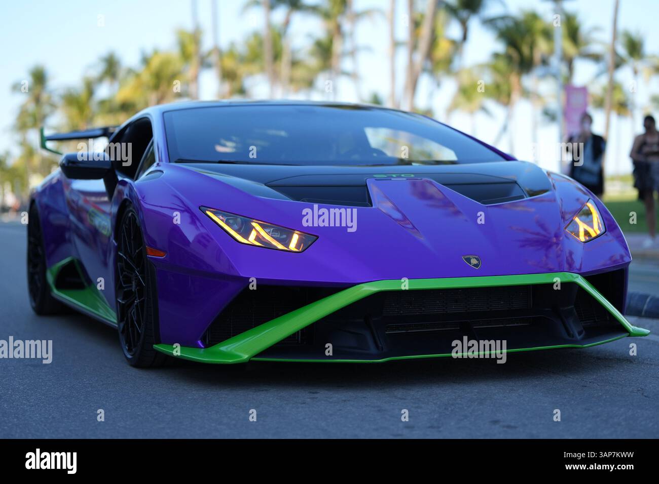 April 3, 2025. Miami. Lambo concept. Lamborghini super car on the city ...