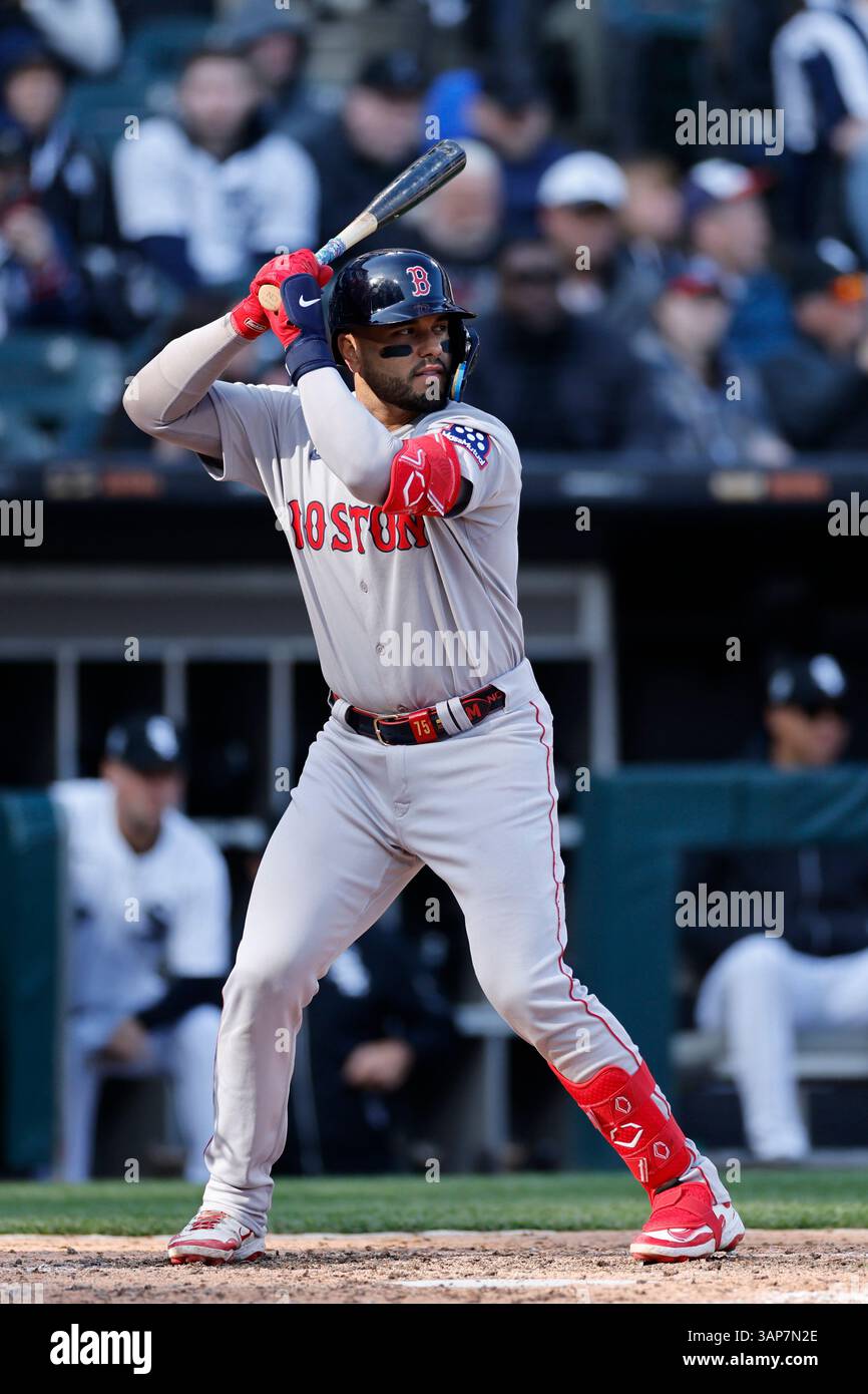 CHICAGO, IL - APRIL 12: Boston Red Sox catcher Carlos Narváez (75) bats ...