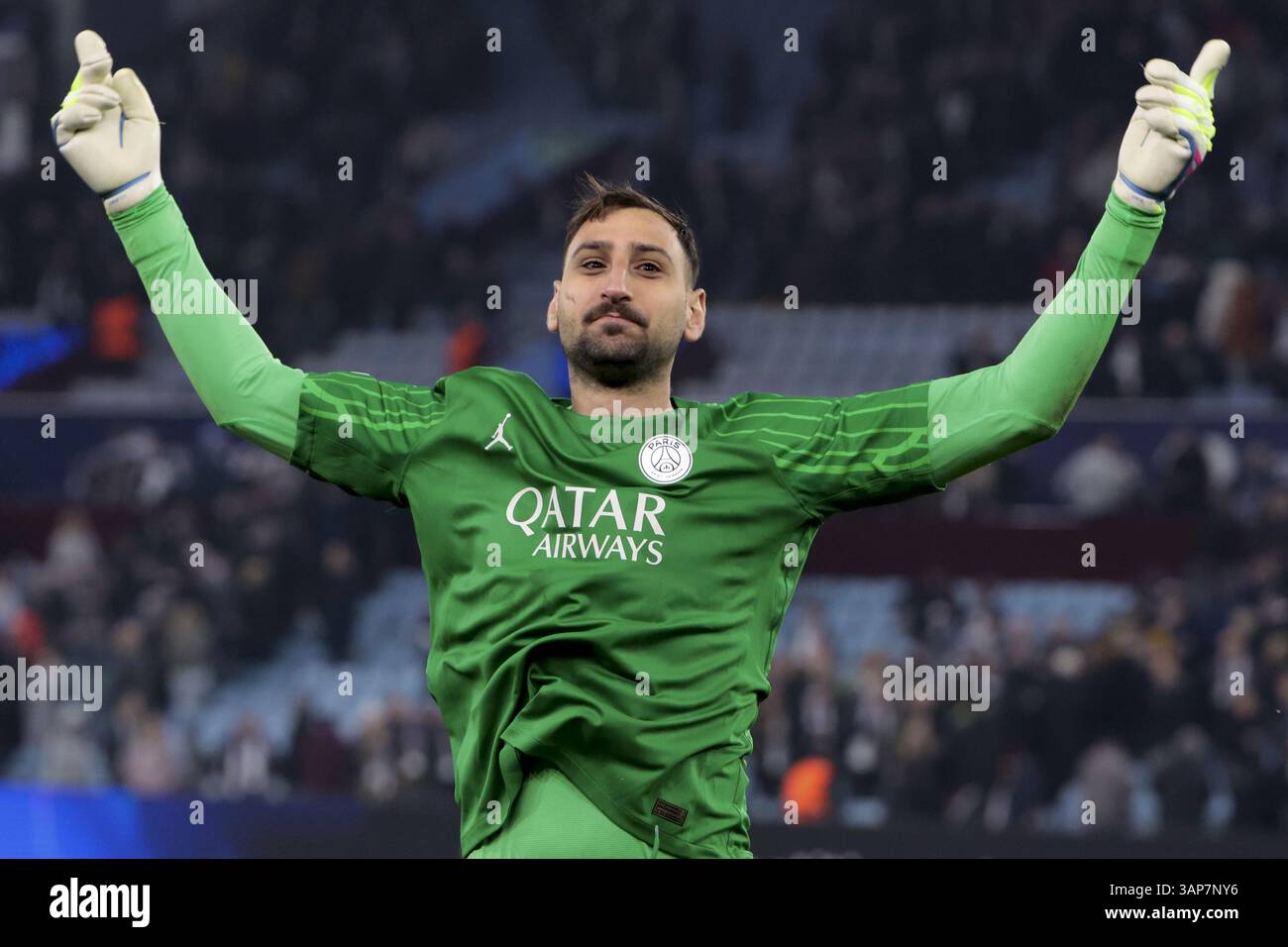 PSG goalkeeper Gianluigi Donnarumma celebrates following the UEFA ...