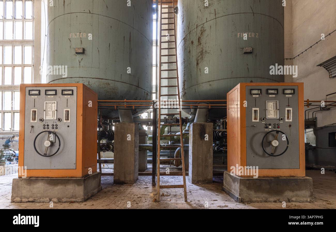 Waterworks machine hall Lost Places Stock Photo - Alamy