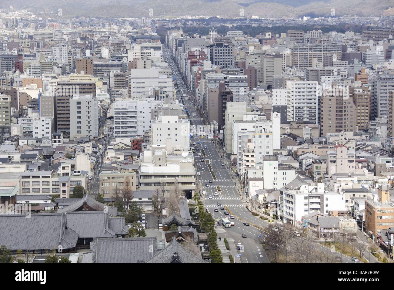 Overview on Kyoto city in Japan with landmarks, tempels, and shrines ...