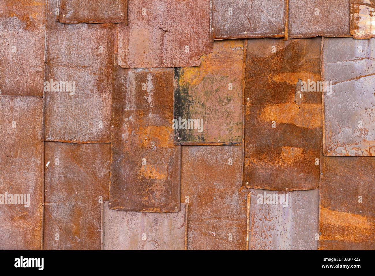 Texture background wall sheet metal plates rusty Stock Photo - Alamy