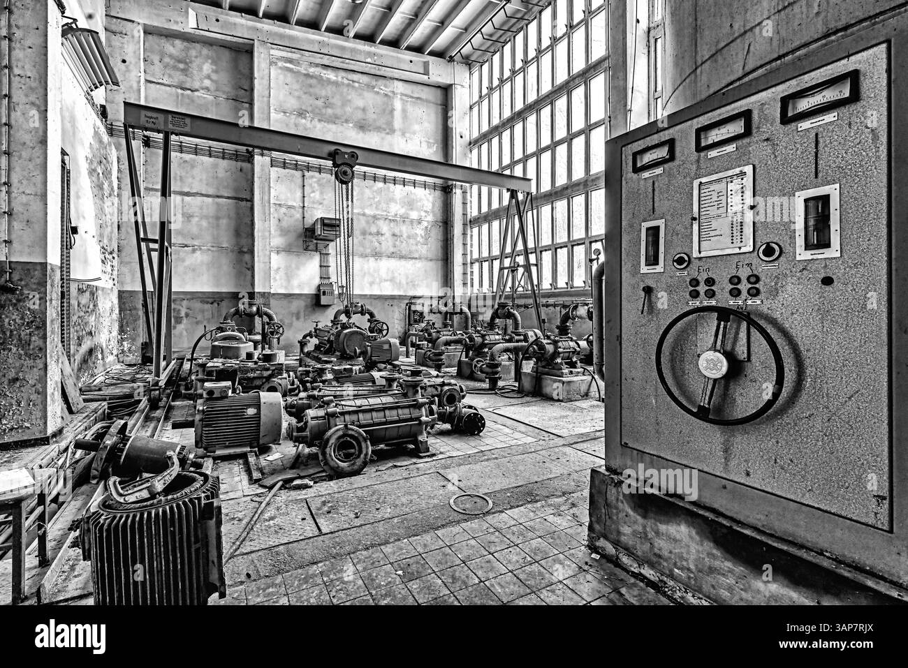 Waterworks machine hall Lost Places Stock Photo - Alamy