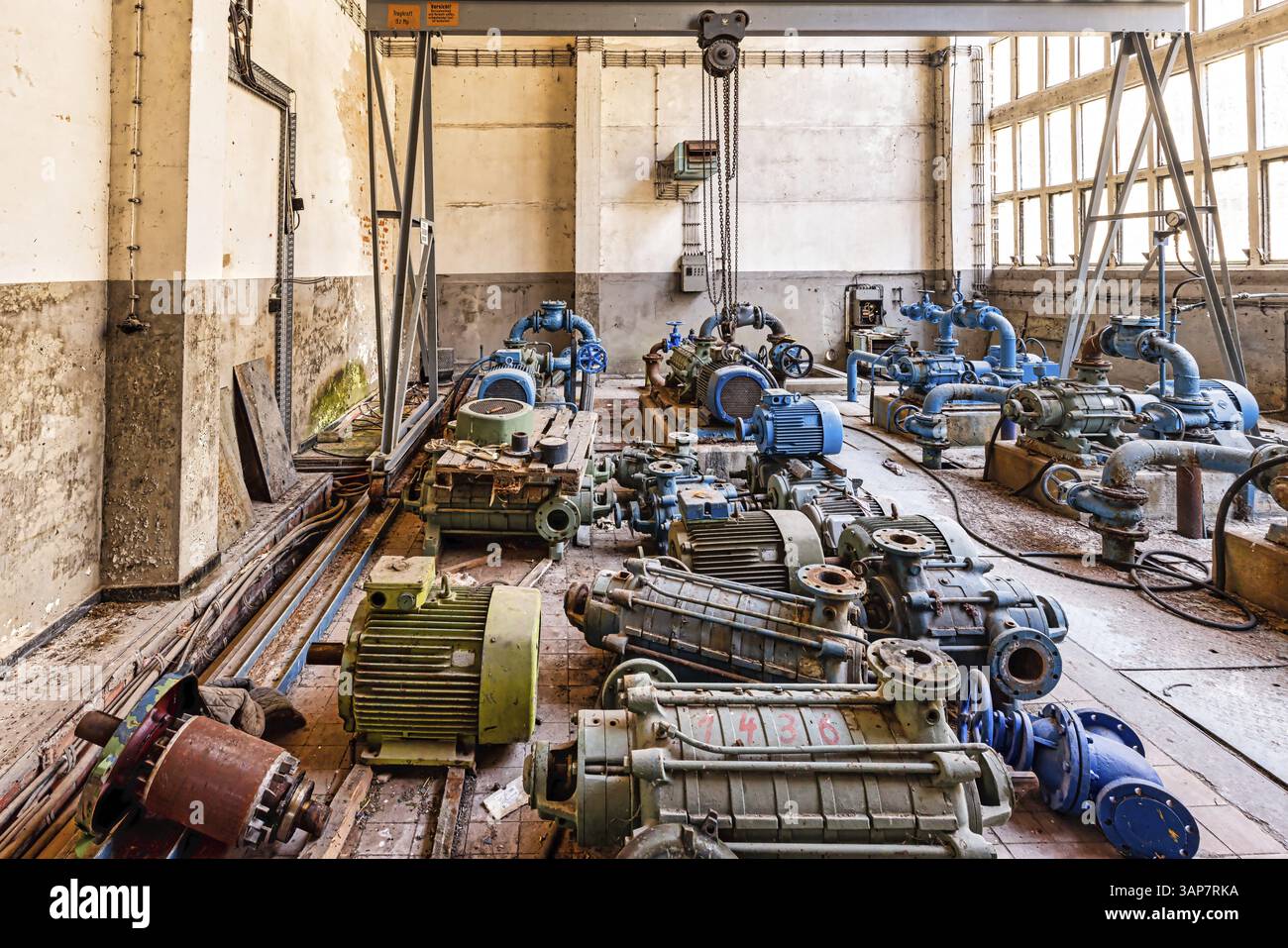 Waterworks machine hall Lost Places Stock Photo - Alamy