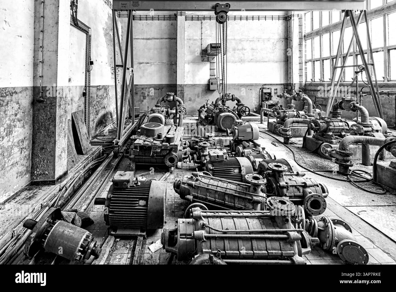 Waterworks machine hall Lost Places Stock Photo - Alamy