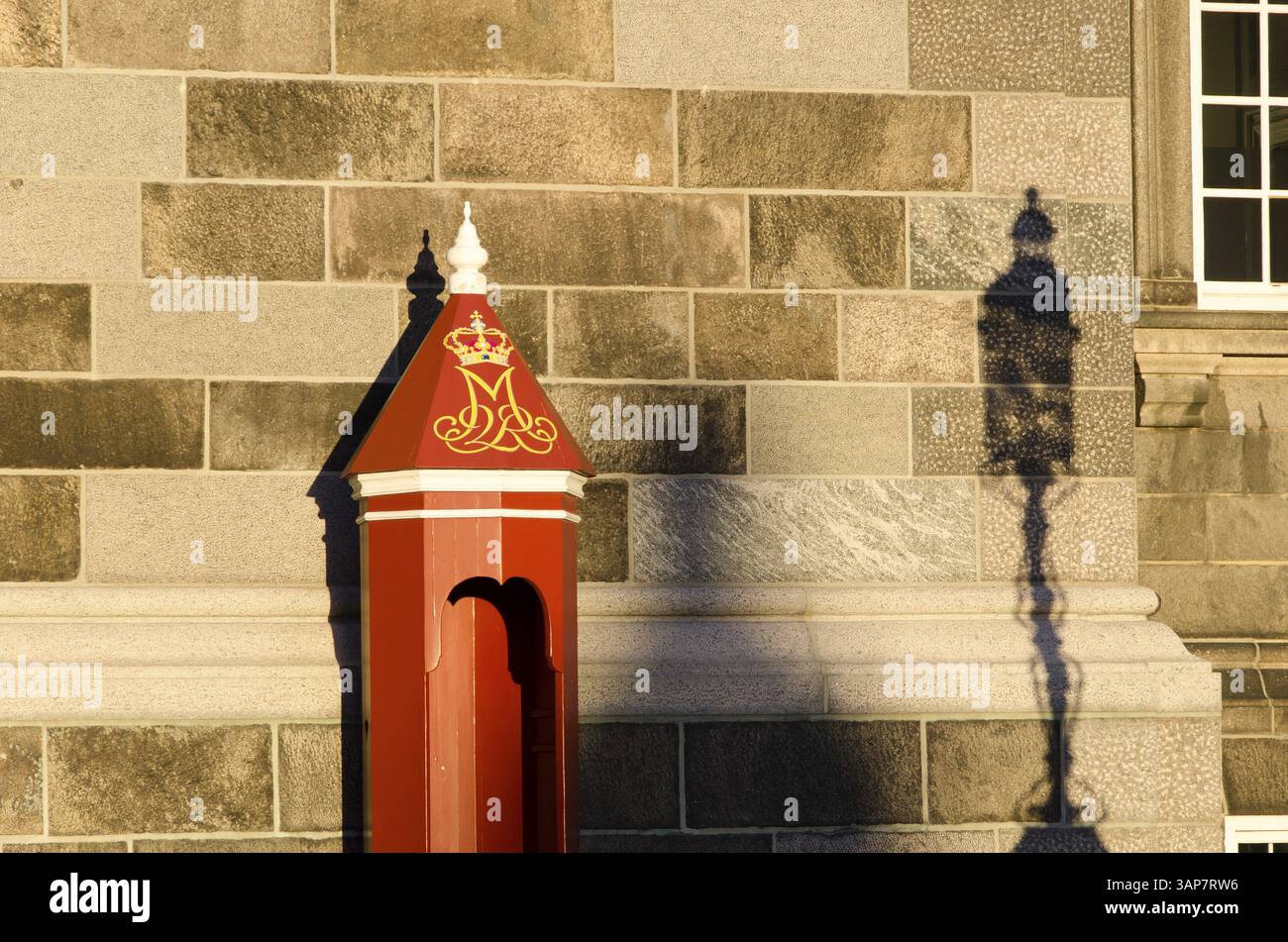 Detail of the sentry box of the Danish royal guard, Copenhagen, Denmark ...