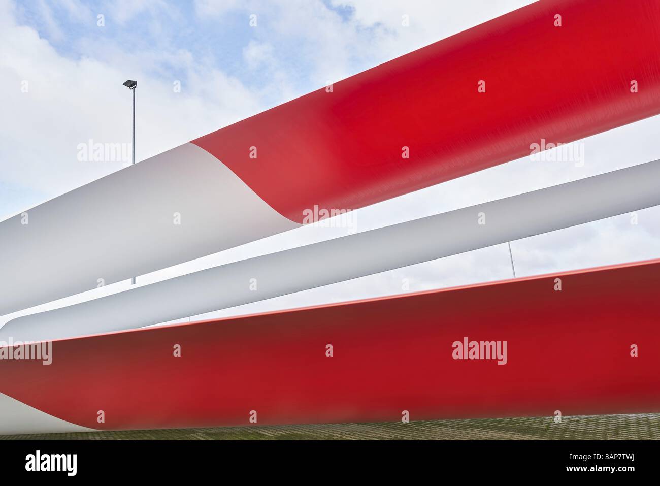 Storage area for wind turbine rotor blades in an industrial estate in ...