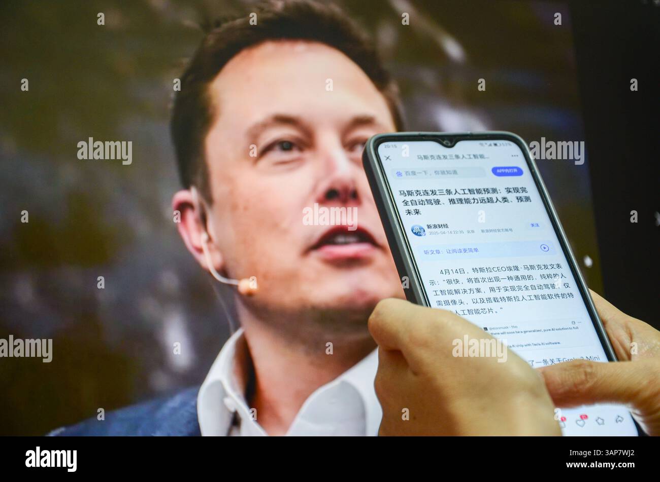 Jiangmen,Guangdong,China.15 April,2025.On April 14, 2025,Elon Musk ...