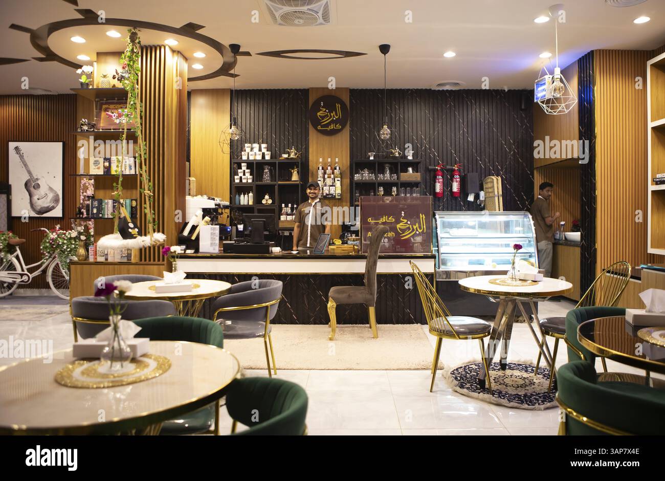 Modern cafe in Sur, Janub ash-Sharqiyya province, Oman, Asia Stock ...