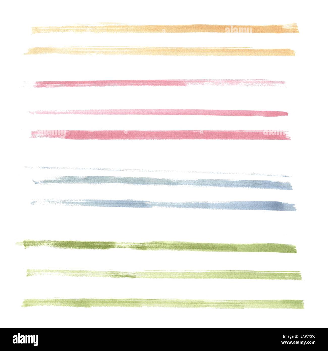 Set of horizontal green, blue, yellow, pink brush strokes, stain lines ...